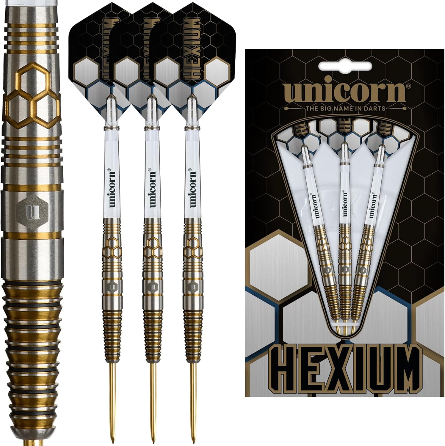 Unicorn Hexium Darts Style 3 90% Tungsten Gold Torpedo Barrels with ...